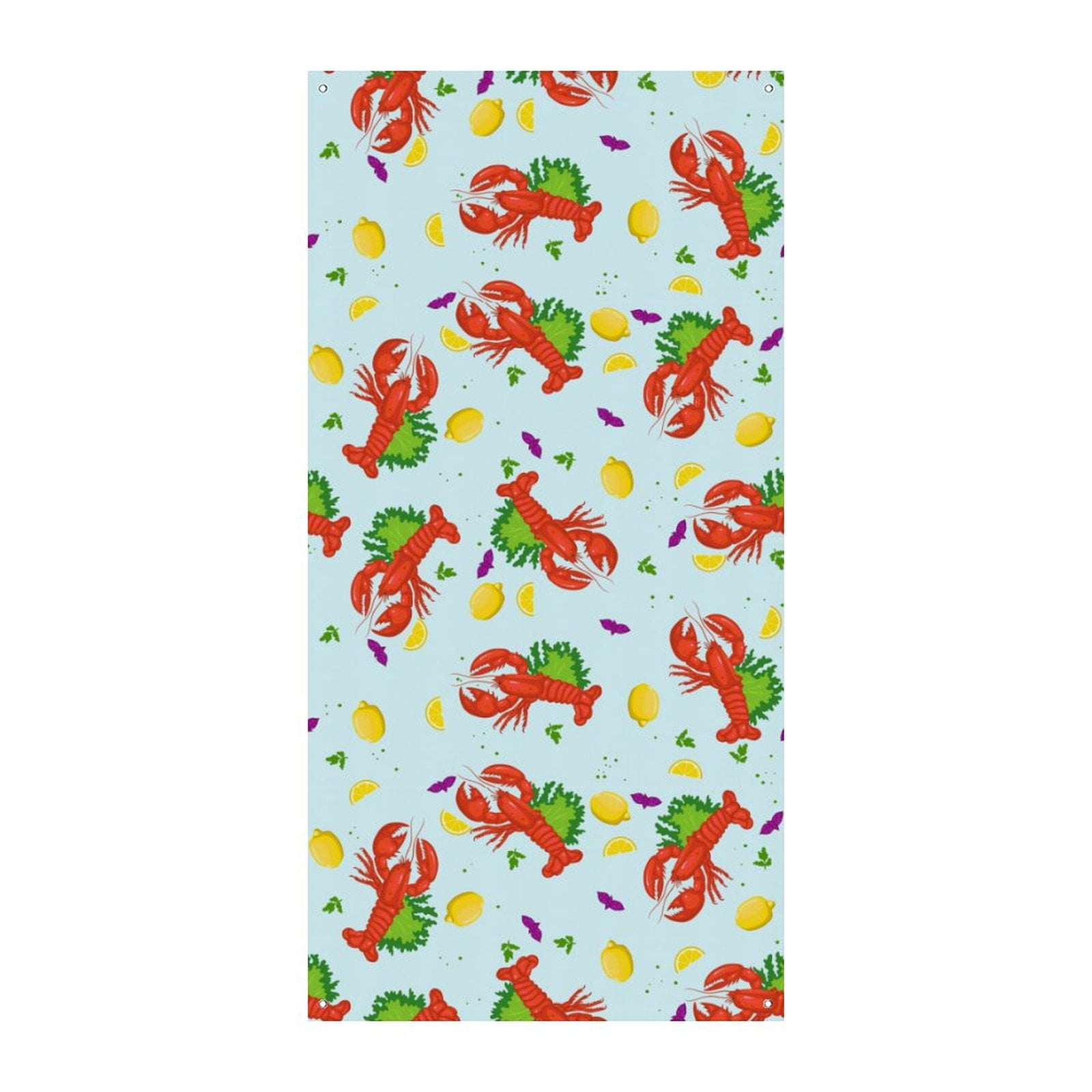 Cartoon Red Lobster And Lemon Print Door Cover Banners Flag Hanging ...