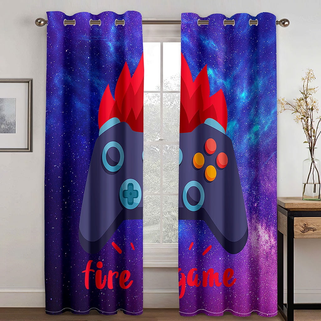 Cartoon Red Play Game Controller Gamepad Boy Window Curtains Blinds for ...