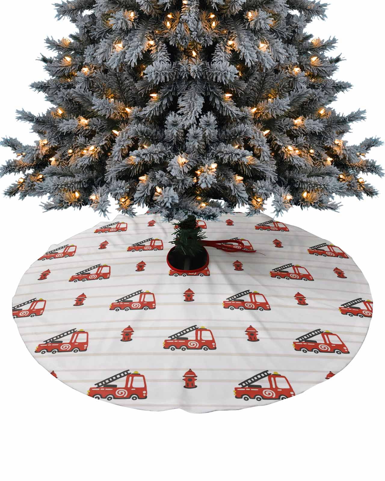 Cartoon Red Truck Christmas Tree Skirt 48 Inches Large Christmas Skirt ...