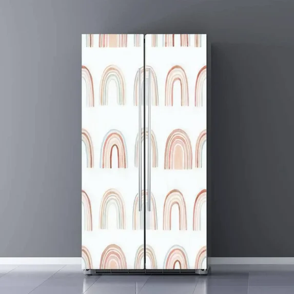 Cartoon Refrigerator Wrap Lovely Clouds Fridge Sticker Home Kitchen r ...