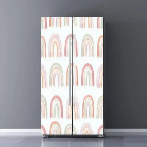 Cartoon Refrigerator Wrap Lovely Clouds Fridge Sticker Home Kitchen r ...