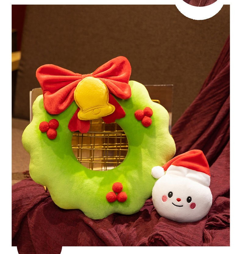 Cartoon Reindeer Pillow with Snowman Candy Ornament Holiday Decorative ...