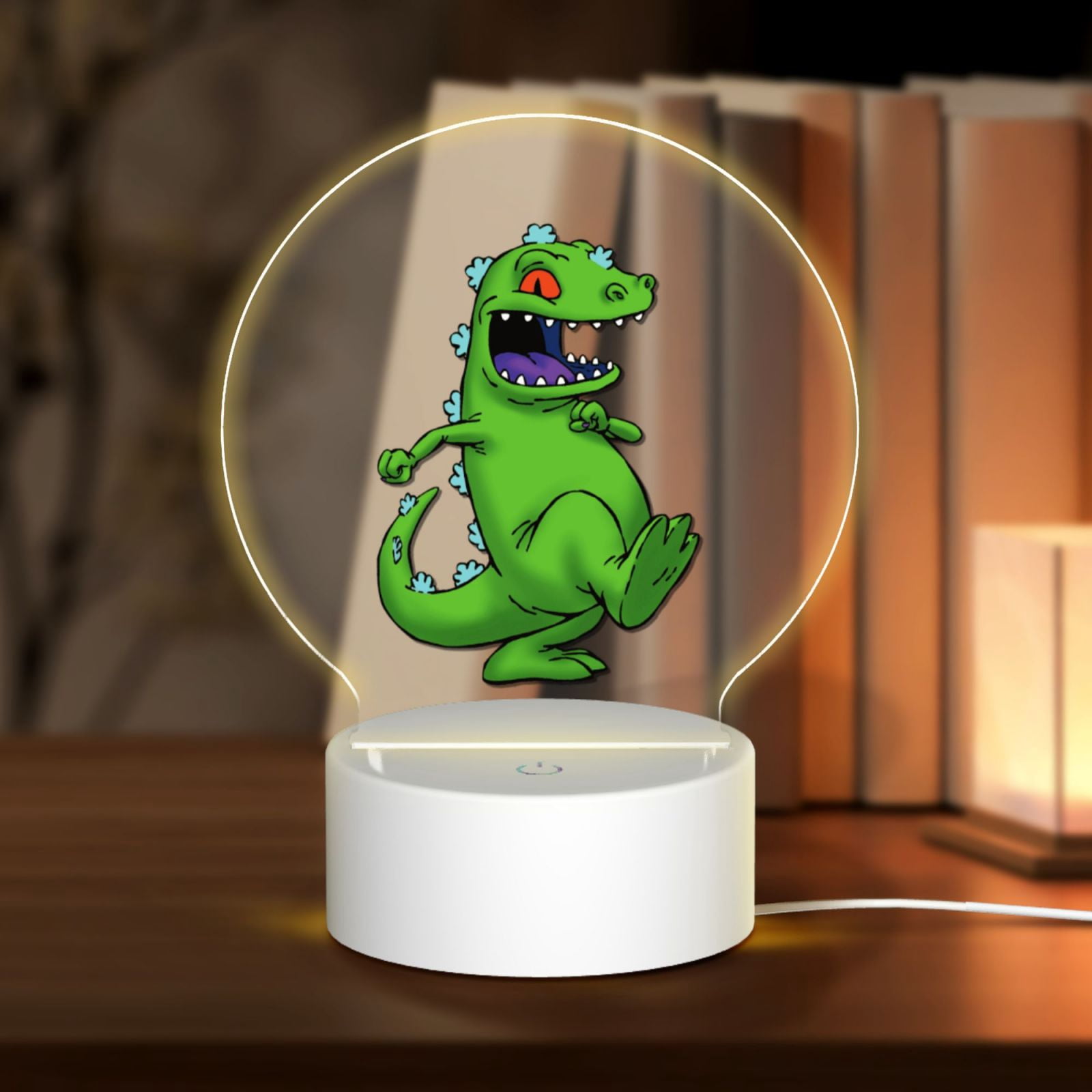 Cartoon Reptar Rugrats Round Acrylic Night Light USB Cable LED Lamp ...