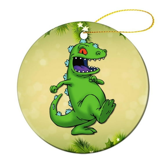 Cartoon Reptar Rugrats Round Christmas Tree Hanging Decor Ceramic Xmas ...