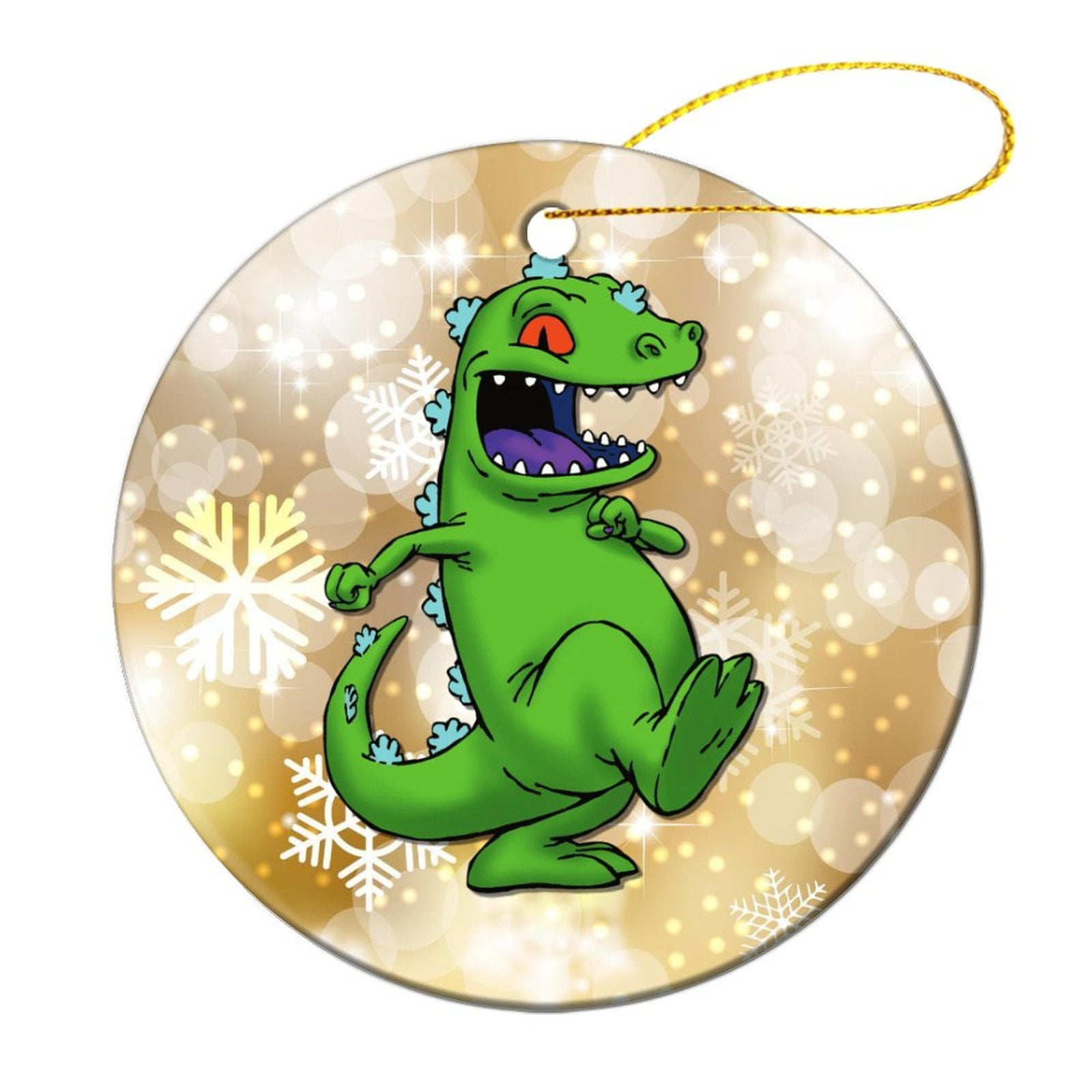Cartoon Reptar Rugrats Round Christmas Tree Hanging Decor Ceramic Xmas ...