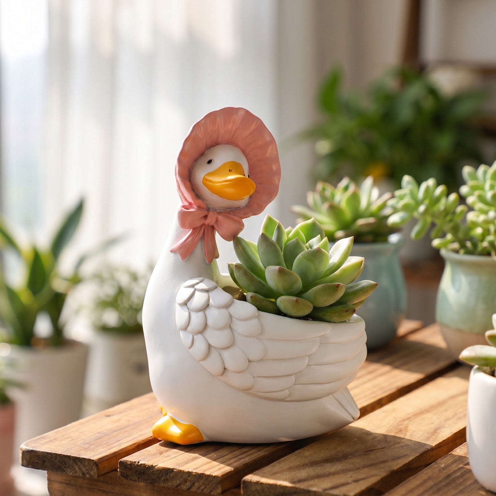 Cartoon Resin Succulentes Planter Pot, Drainage Hole Waterproof Fade ...