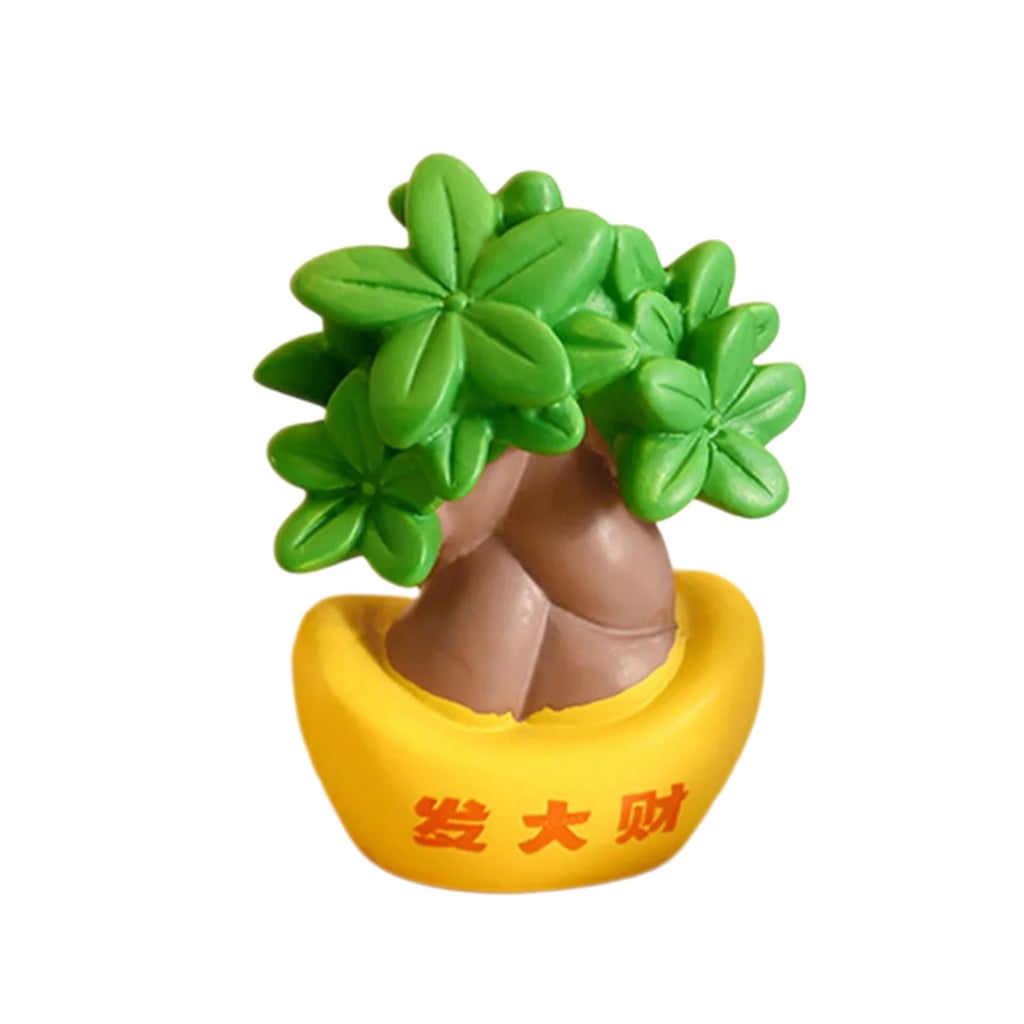 Cartoon Resins Fortunes Tree Ornament Wealth Bonsais Miniature ...