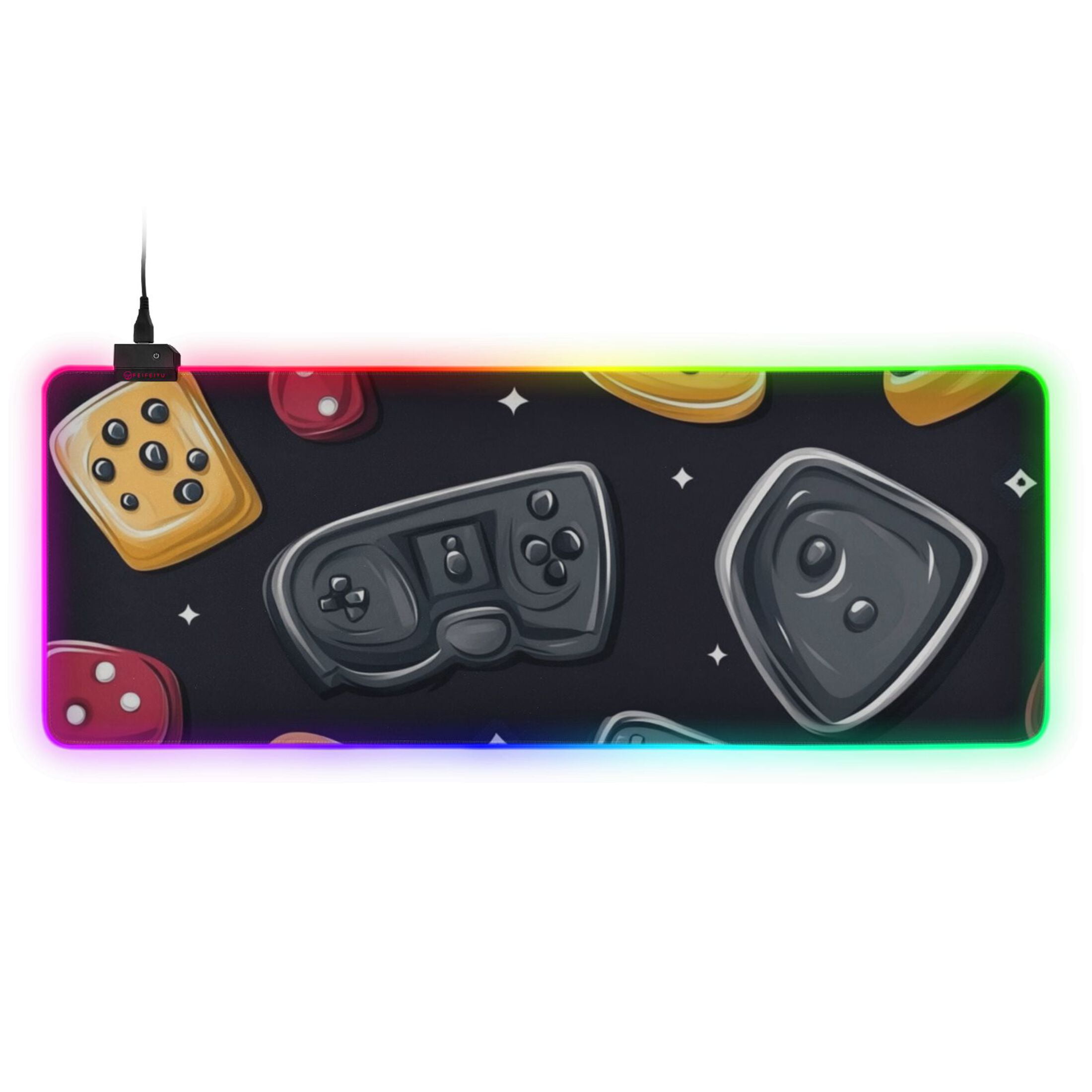 Cartoon Retro Game Console RGB Gaming Mouse Pad Large Keyboard Mat ...