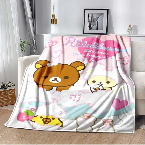 Cartoon Rilakkuma Anime Girls Throws Blanket for Baby Hiking Picnic Bed ...