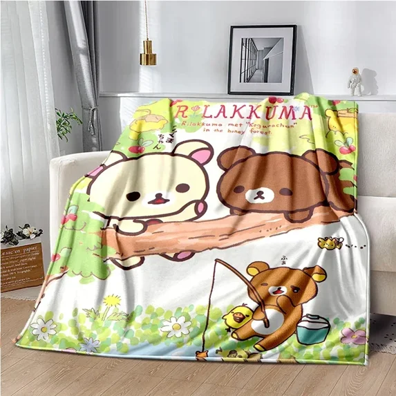 Cartoon Rilakkuma Anime Girls Throws Blanket for Baby Hiking Picnic Bed ...