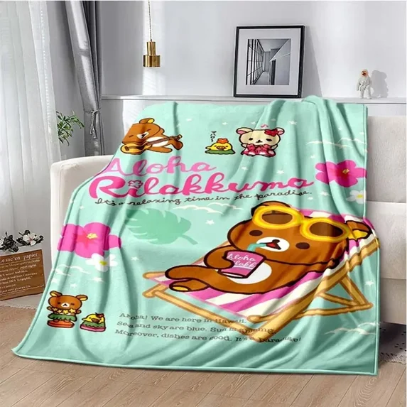 Cartoon Rilakkuma Anime Girls Throws Blanket for Baby Hiking Picnic Bed ...