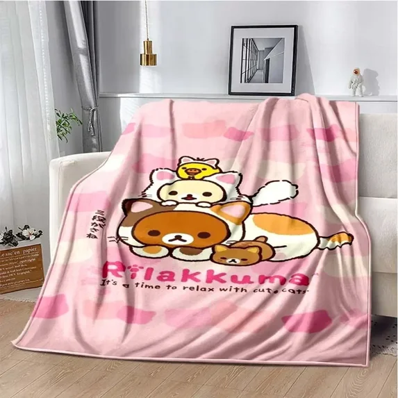 Cartoon Rilakkuma Anime Girls Throws Blanket for Baby Hiking Picnic Bed ...
