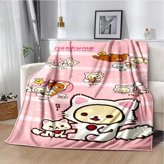 Cartoon Rilakkuma Anime Girls Throws Blanket for Baby Hiking Picnic Bed ...