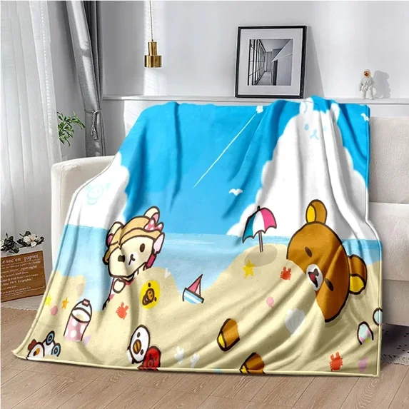 Cartoon Rilakkuma Anime Girls Throws Blanket for Baby Hiking Picnic Bed ...