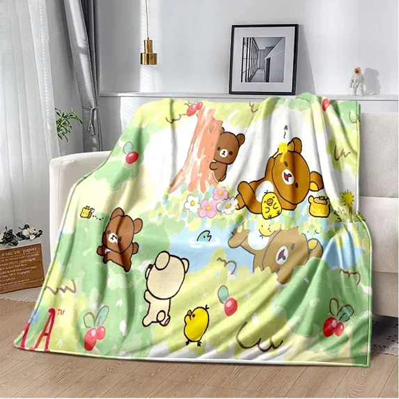 Cartoon Rilakkuma Anime Girls Throws Blanket for Baby Hiking Picnic Bed ...