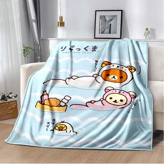 Cartoon Rilakkuma Anime Girls Throws Blanket for Baby Hiking Picnic Bed ...