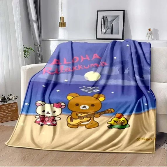 Cartoon Rilakkuma Anime Girls Throws Blanket for Baby Hiking Picnic Bed ...