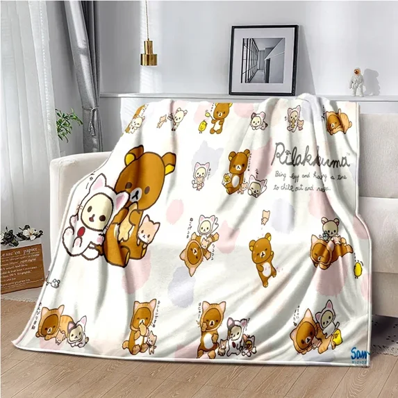 Cartoon Rilakkuma Anime Girls Throws Blanket for Baby Hiking Picnic Bed ...
