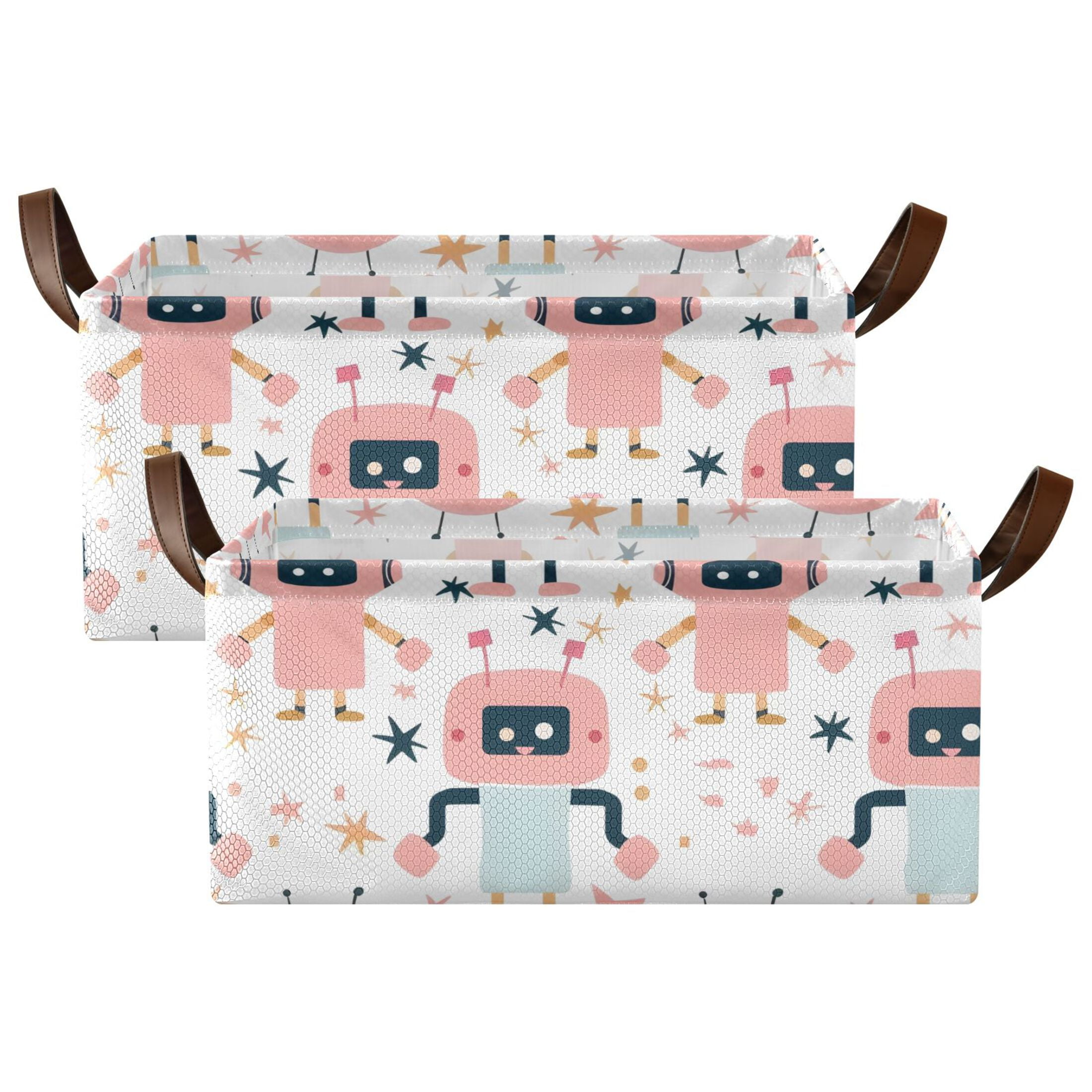 Cartoon Robot 2 Pcs Collapsible Storage Bins Fabric Shelf Baskets with ...