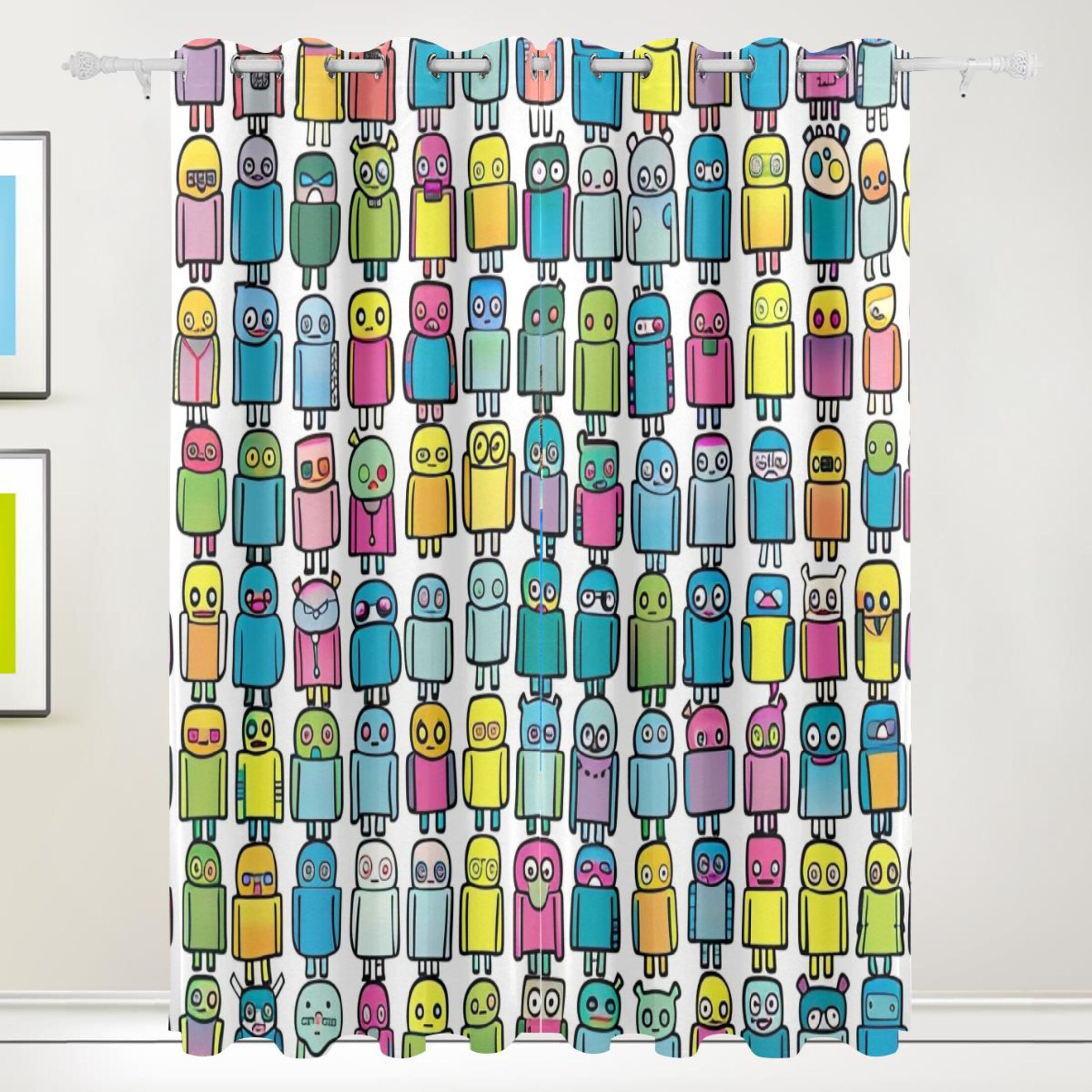 Cartoon Robots Blackout Curtains 2 Panels Set Grommet Drapes for ...
