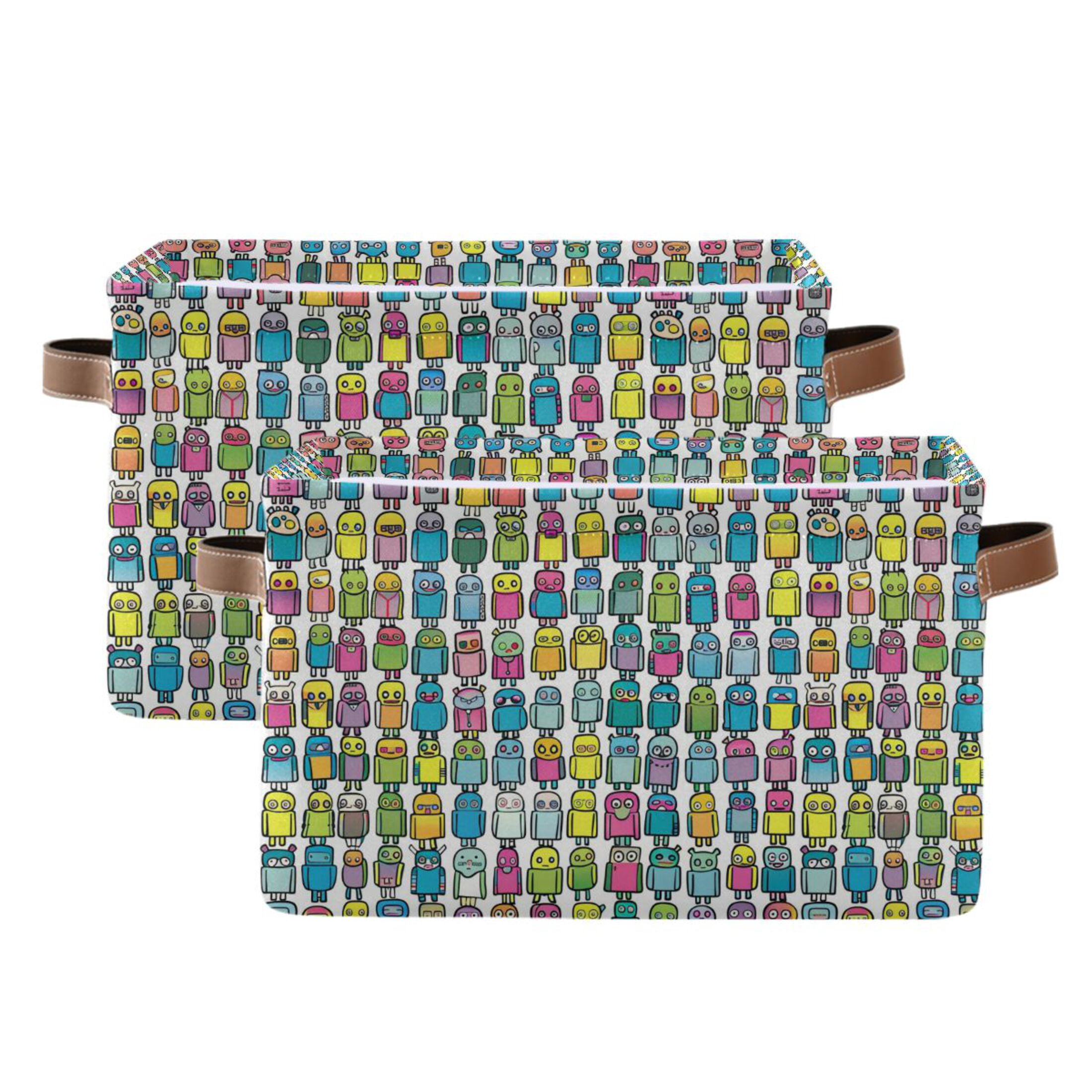 Cartoon Robots Storage Bins with Handle Fabric Organizer Basket ...