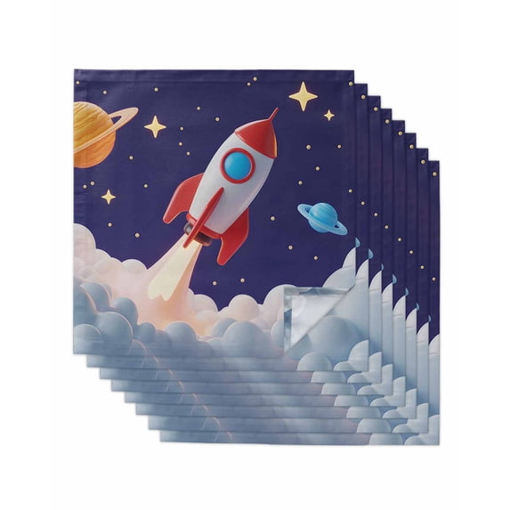 Cartoon Rocket Cloth Napkins Set of 8 Reusable Dinner Napkins, Funny ...