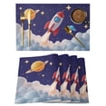 Cartoon Rocket Cotton Linen Placemats Set of 2, Cloud Space Stars Cute ...