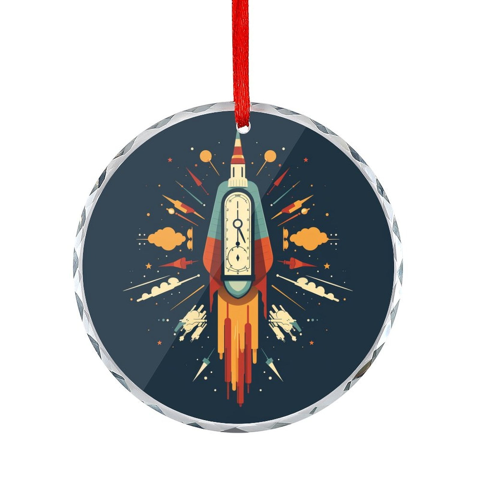 Cartoon Rocket Glass Christmas Ornament Gift Exchange Present Ideas ...