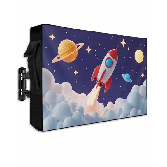 Cartoon Rocket Outdoor TV Cover 30 to 32 inch Cloud Space Stars Cute ...