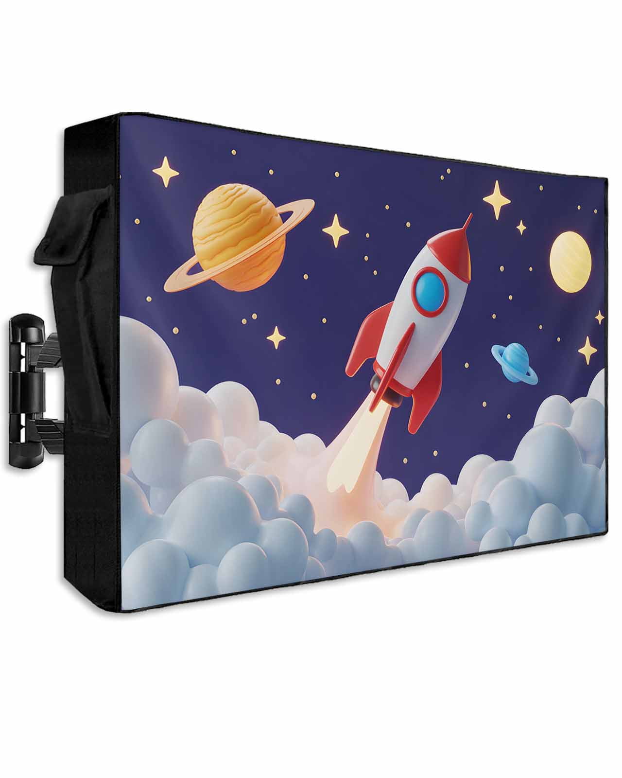 Cartoon Rocket Outdoor TV Cover 48 to 50 inch Cloud Space Stars Cute ...