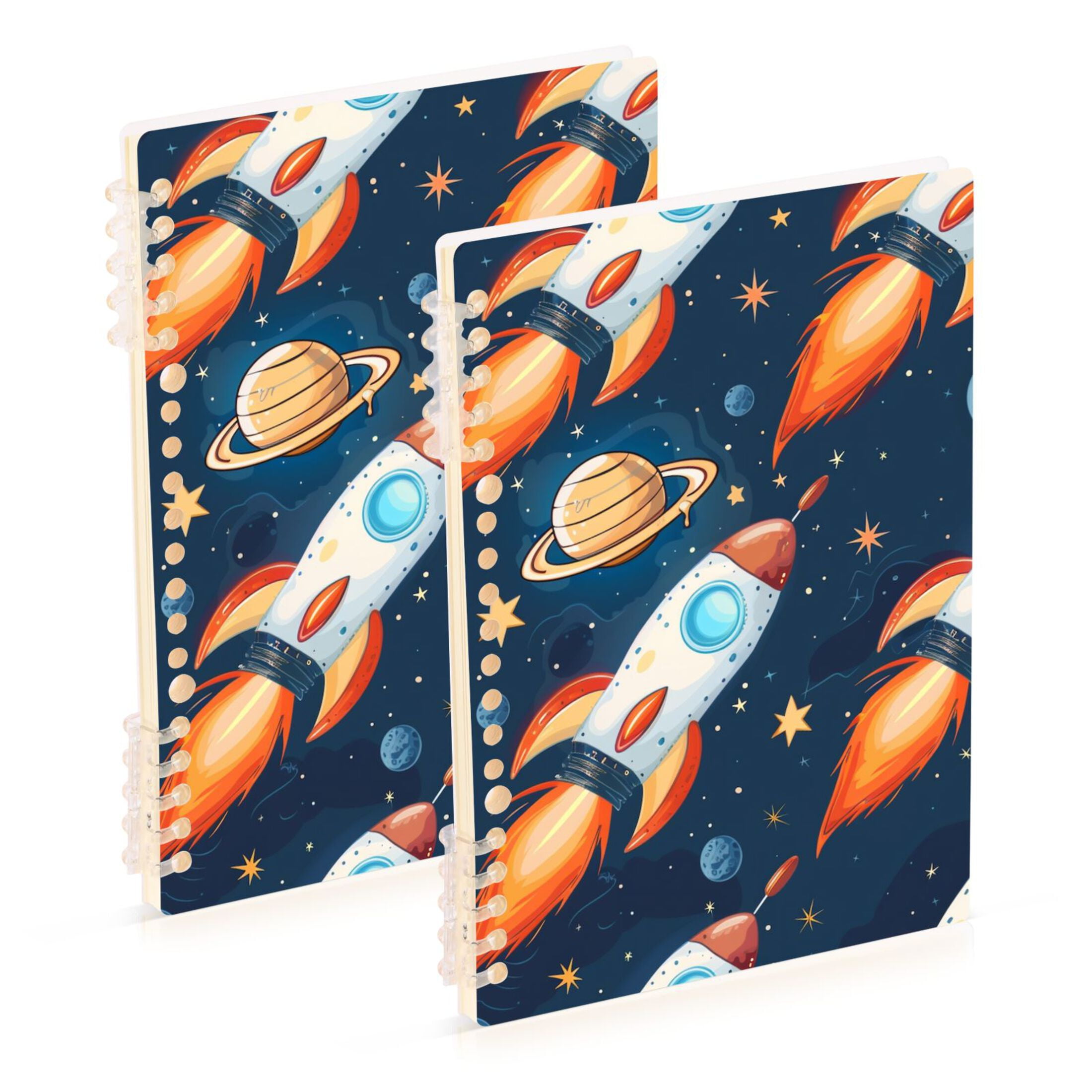 Cartoon Rocket Planet Star Notebooks 2 Pcs 1-subject Journal 60 Sheets ...