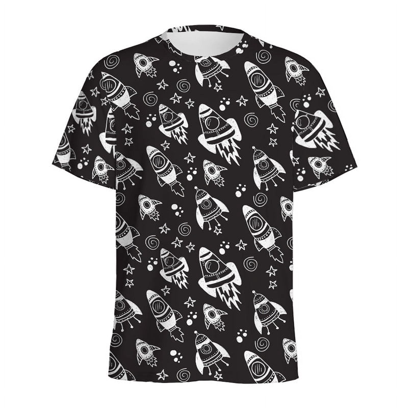 Cartoon Rocket Stars Graphic T Shirts Men Streetwear Round Neck Short ...