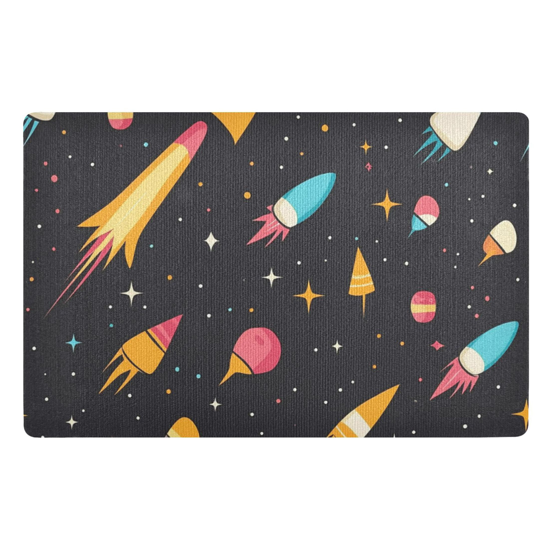 Cartoon Rocket with Space Floor Door Mat Outdoor Indoor for Home ...