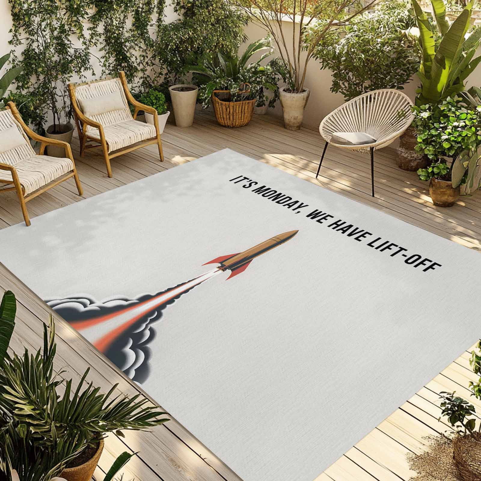 Cartoon Rockets Outdoor Rug 3x5 Ft - Reversible Patio Rug Outdoor ...