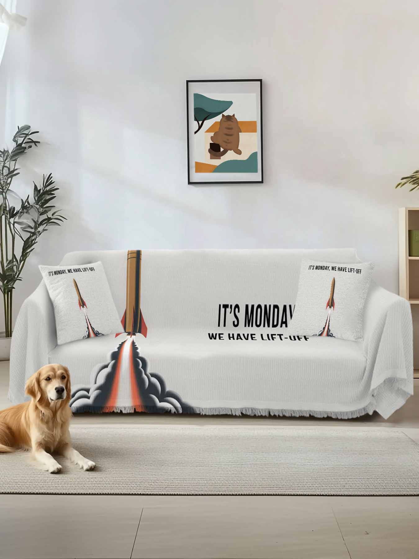 Cartoon Rockets Sofa Covers for 2-3 Cushion Couch L-Shaped Sectional ...