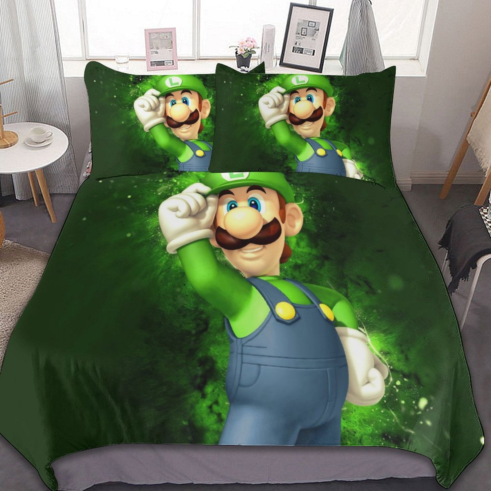 Cartoon Role Luigi's Mansion 3 Piece Bedding Sets Decor Comforter Sets ...