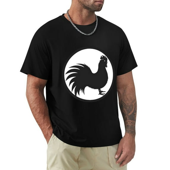 Cartoon Rooster Men's Cotton Short Sleeve HD Print Tee for Casual T ...