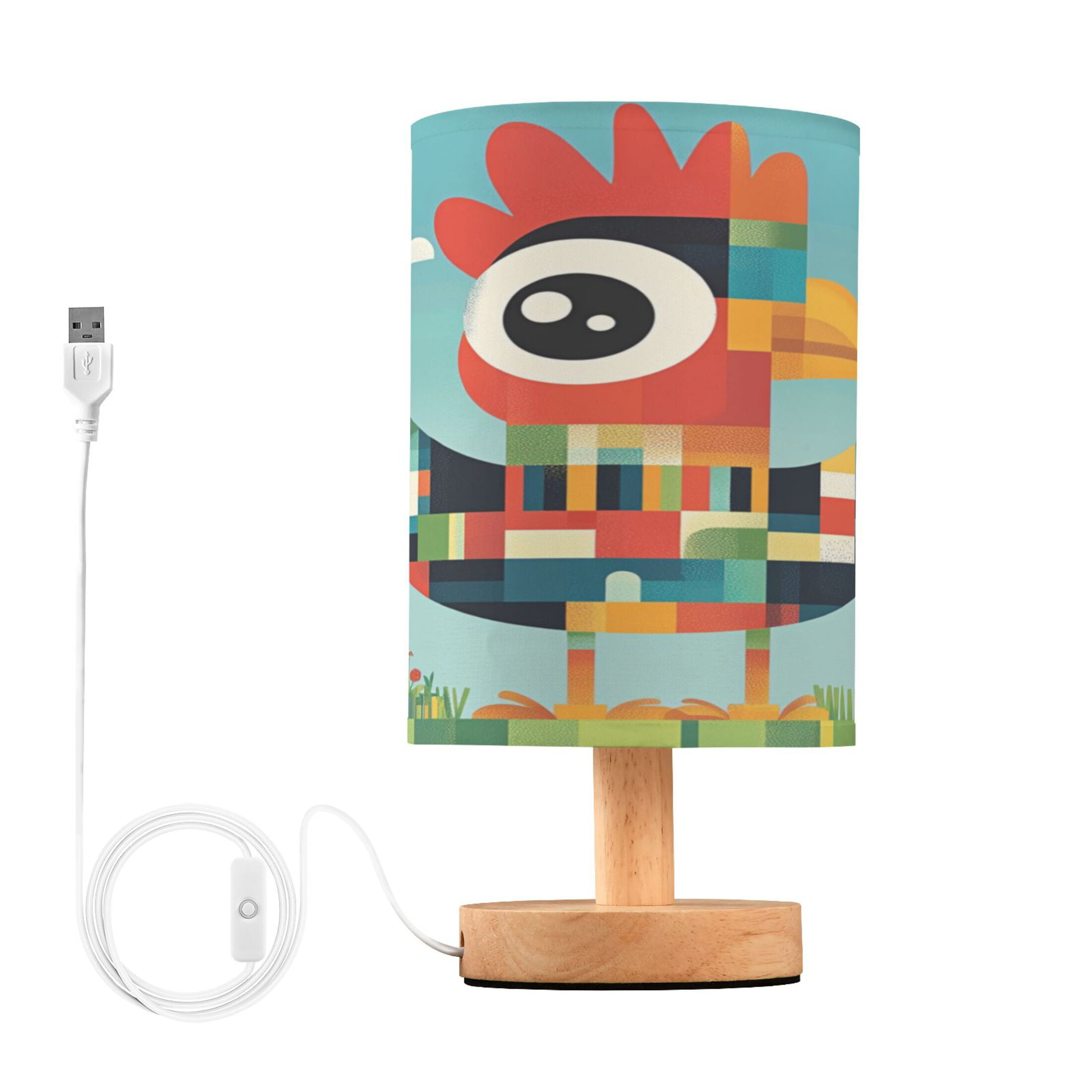Cartoon Rooster Small Lamp Printed Gifts Table Lamp USB Bedside Desk ...