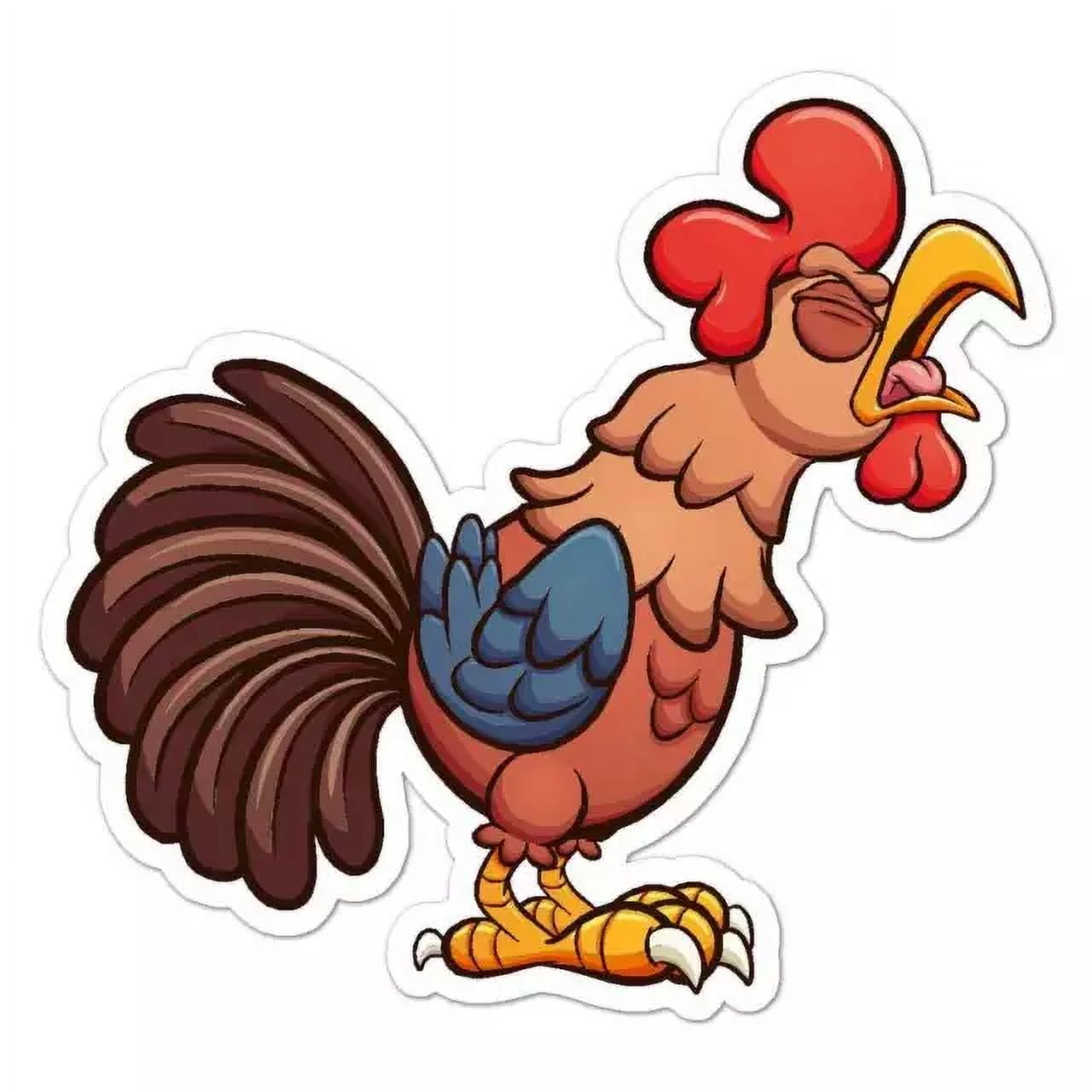 Cartoon Rooster Sticker Indoor Outdoor Phone Decal Water Bottle ...