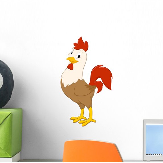 Cartoon Rooster Wall Decal Sticker by Wallmonkeys Vinyl Peel and Stick ...