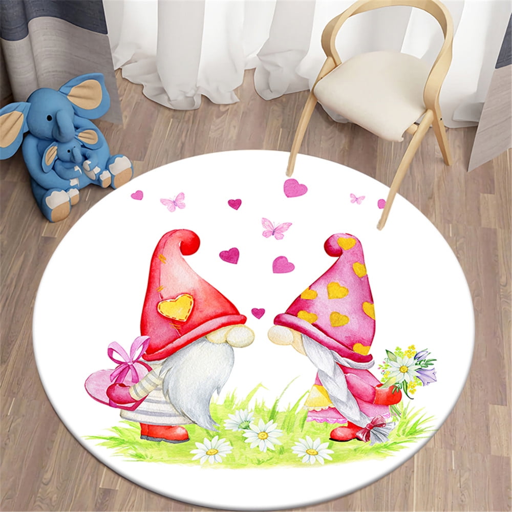 Cartoon Round Rugs Living Room Carpet Valentine's Day Love and Rose ...