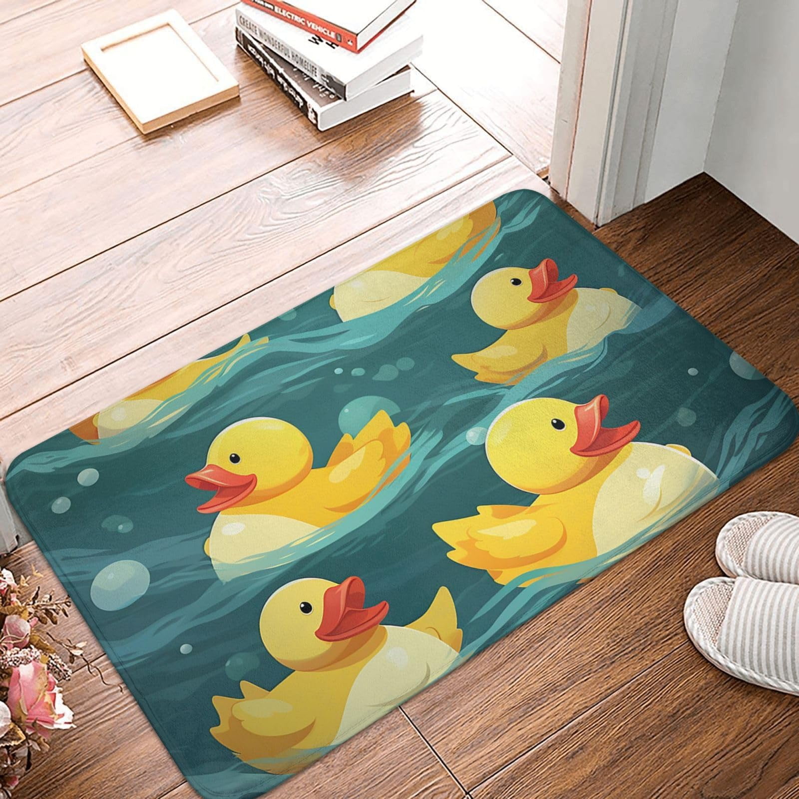 Cartoon Rubber Duck Area Rugs Kawaii Watercolor Yellow Ducks Carpet ...