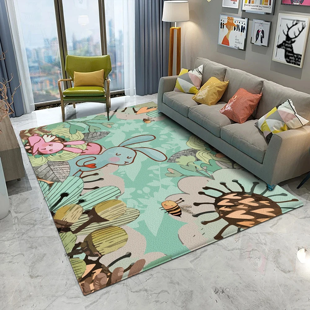 Cartoon Rugs for Bedrooms Cute Animal Carpet Korean Style Mat Soft Room ...