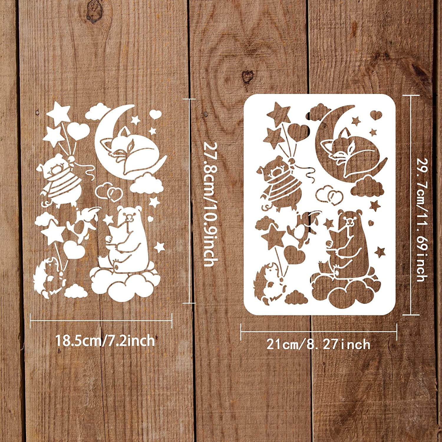 Cartoon Safari Animal Stencils 11.7x8.3 inch Heart Star Stencil Rabbit ...