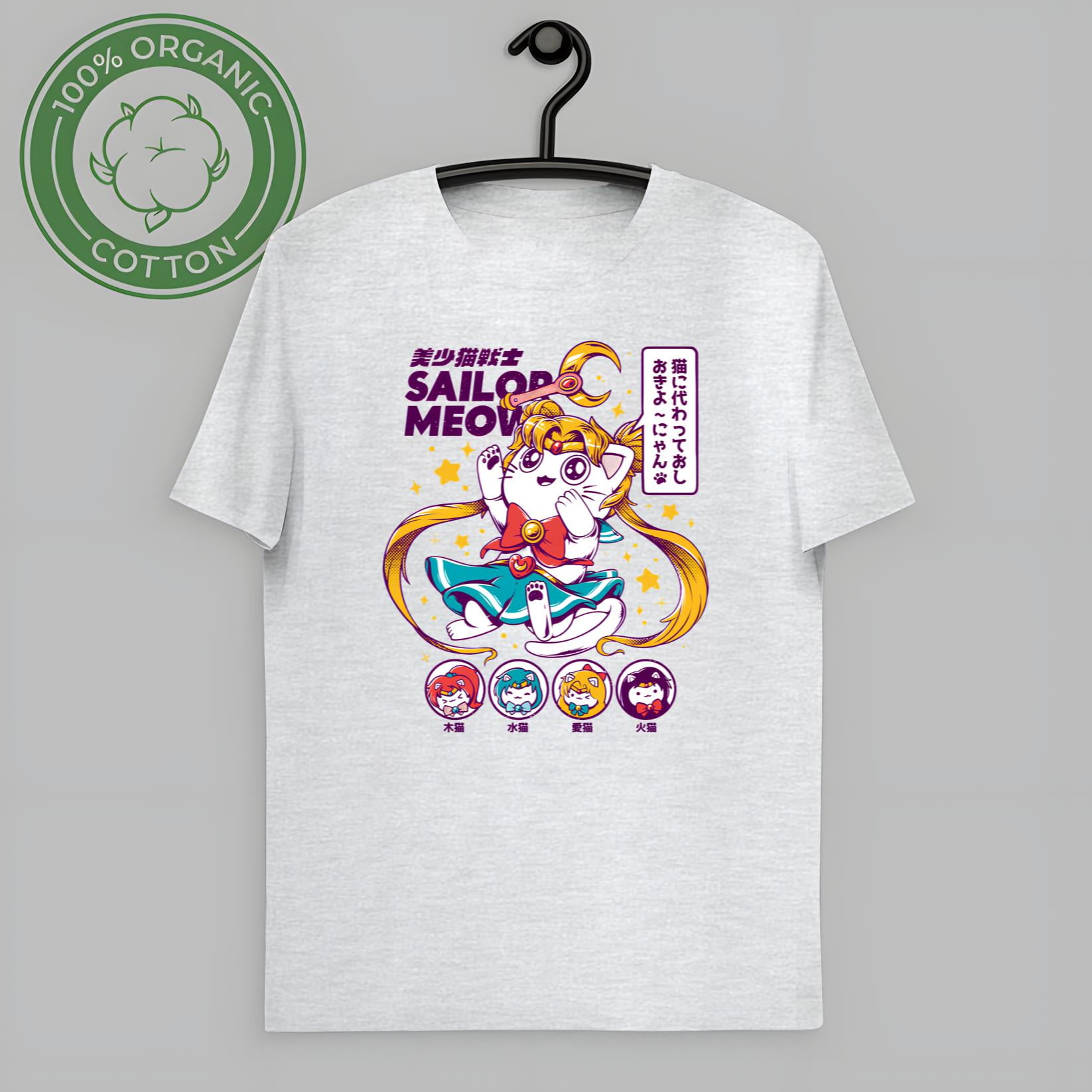 Cartoon Sailor Meow Character Graphic Tee, Funny Cat Design Shirt ...