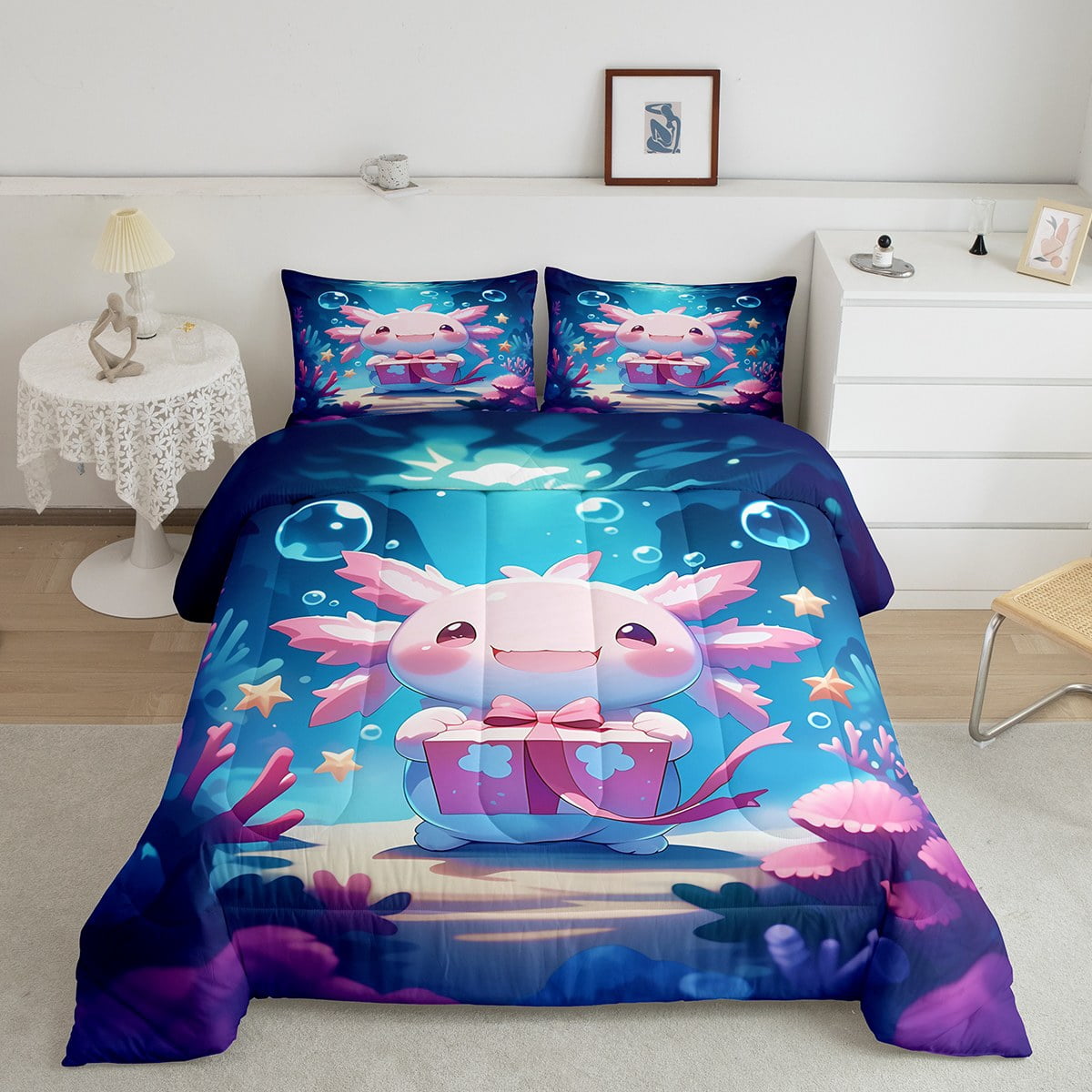 Cartoon Salamander Comforter Set Twin Size,Underwater Animals Bedding ...