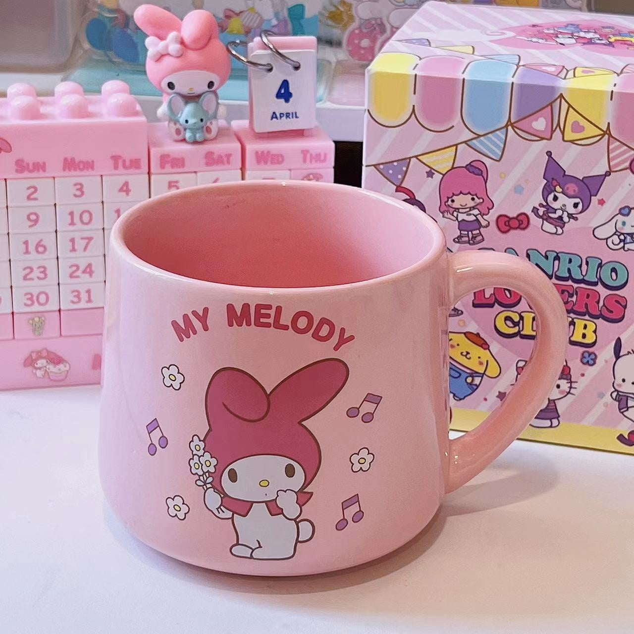 Cartoon Sanrio Anime Figure Ceramic Mug Kawaii Ins Hello Kitty Kuromi ...