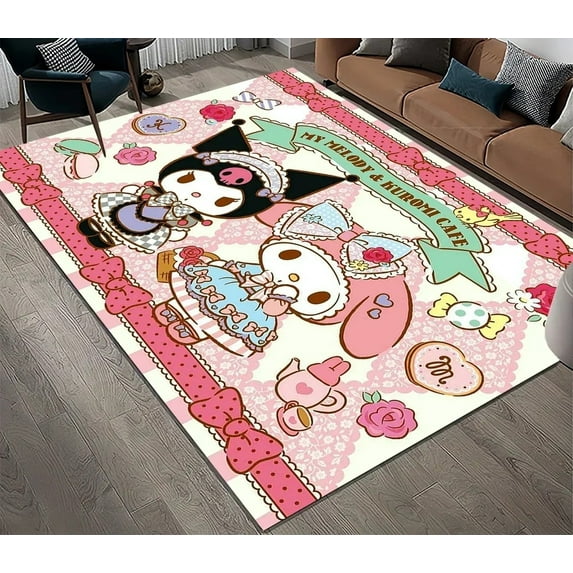 Cartoon Sanrio Cute Kuromi Melody Rug for Living Room Bedroom Home ...