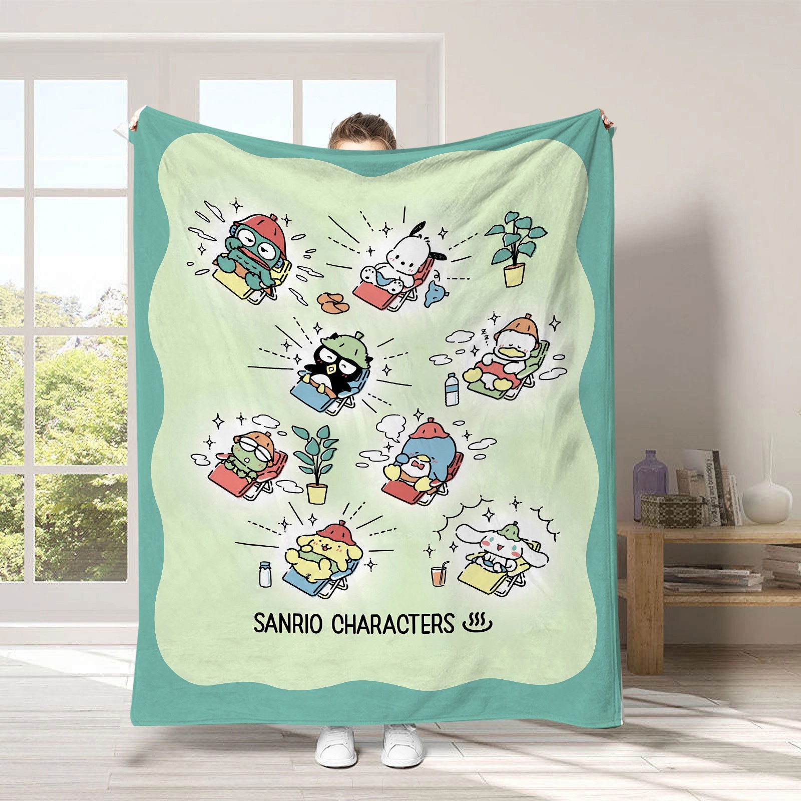 Cartoon Sanrio Flannel Printed Blanket Bed Sofa Outdoor Travel Cover ...