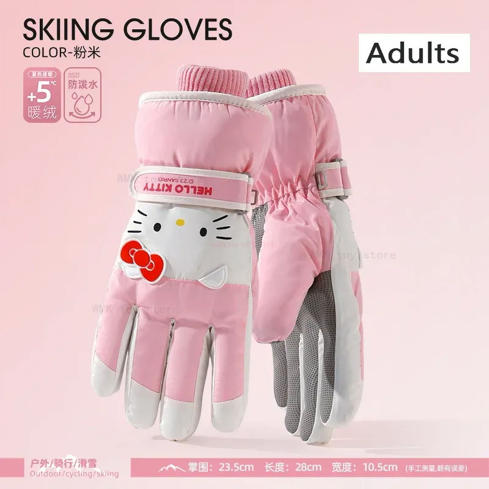 Cartoon Sanrio Hello Kitty Ski Riding Kawaii Girls Outdoor Warm Glove ...